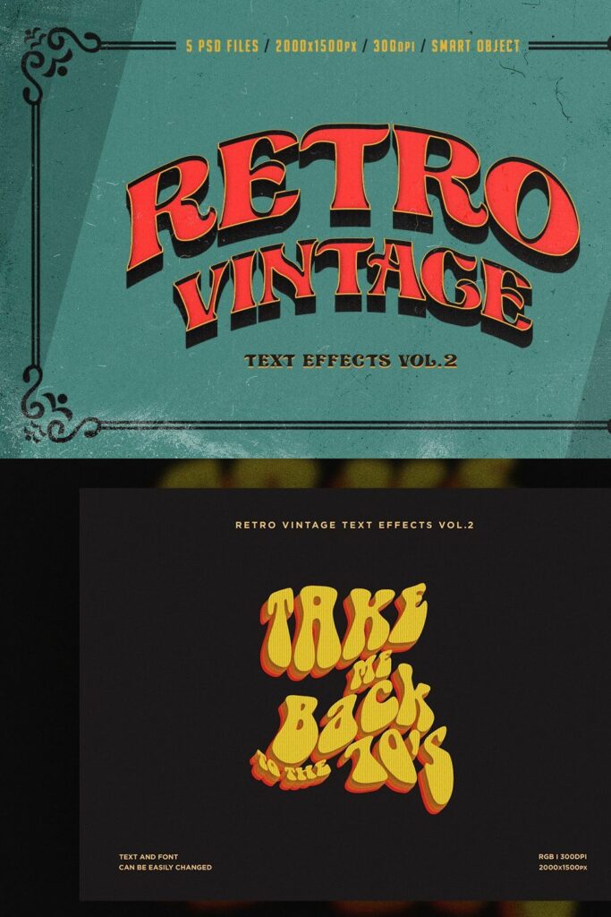 Retro Vintage Text Effects Vol.2 – MasterBundles