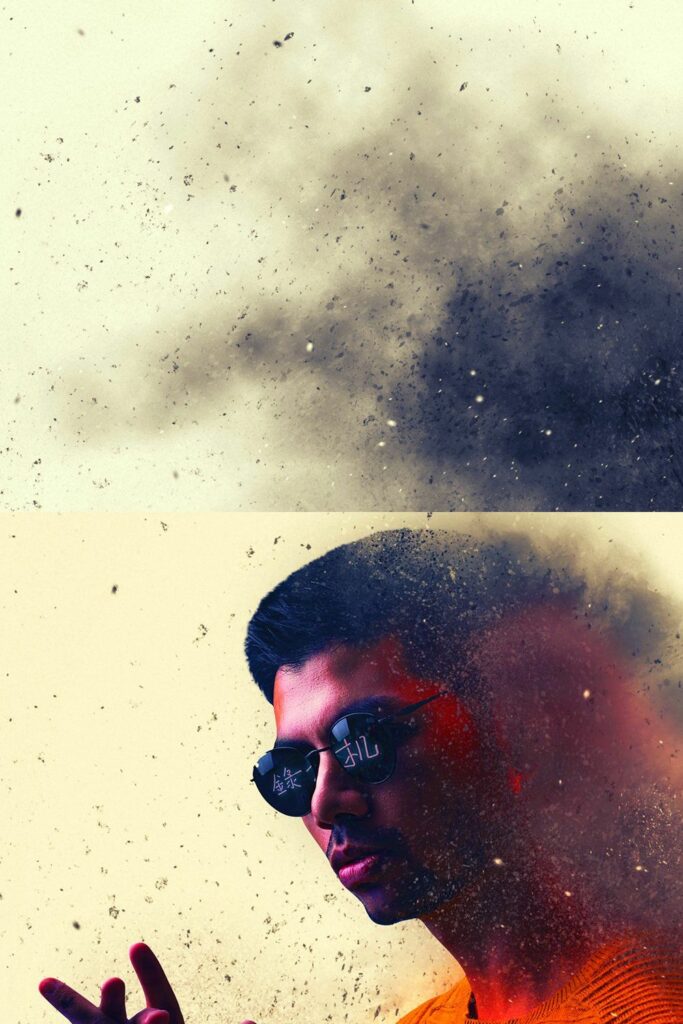 Scattered Particles Photoshop Effect – MasterBundles