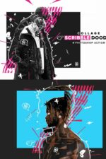 Scribble Doodle Collage PS Action – MasterBundles