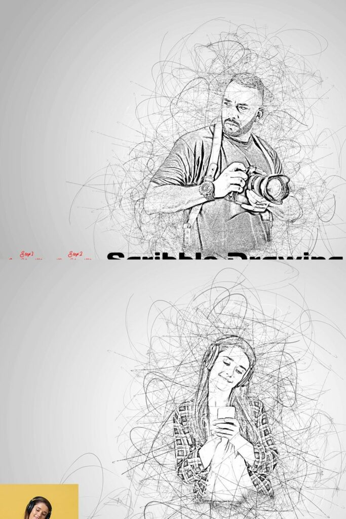 Scribble Drawing Photoshop Action – MasterBundles