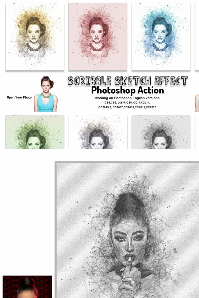 Scribble Sketch Effect PS Action – MasterBundles