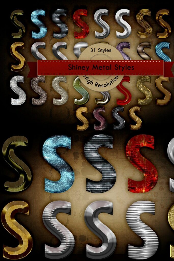 Shiny Metals Photoshop Styles – MasterBundles