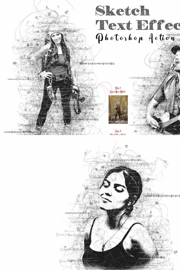 Sketch Text Effect Photoshop Action Masterbundles 