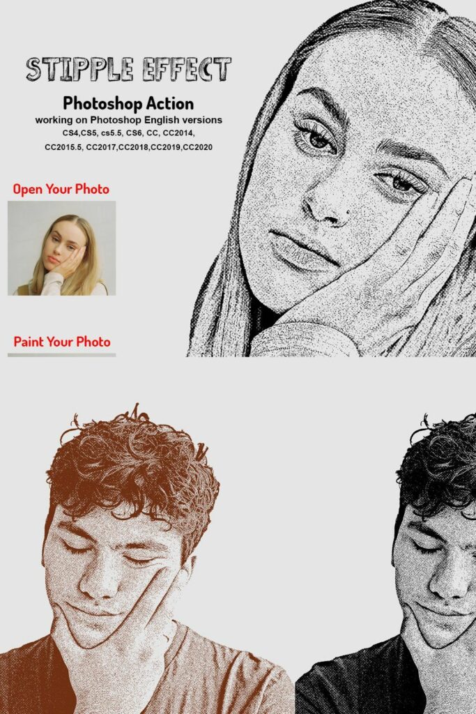 Stipple Effect Photoshop Action – MasterBundles
