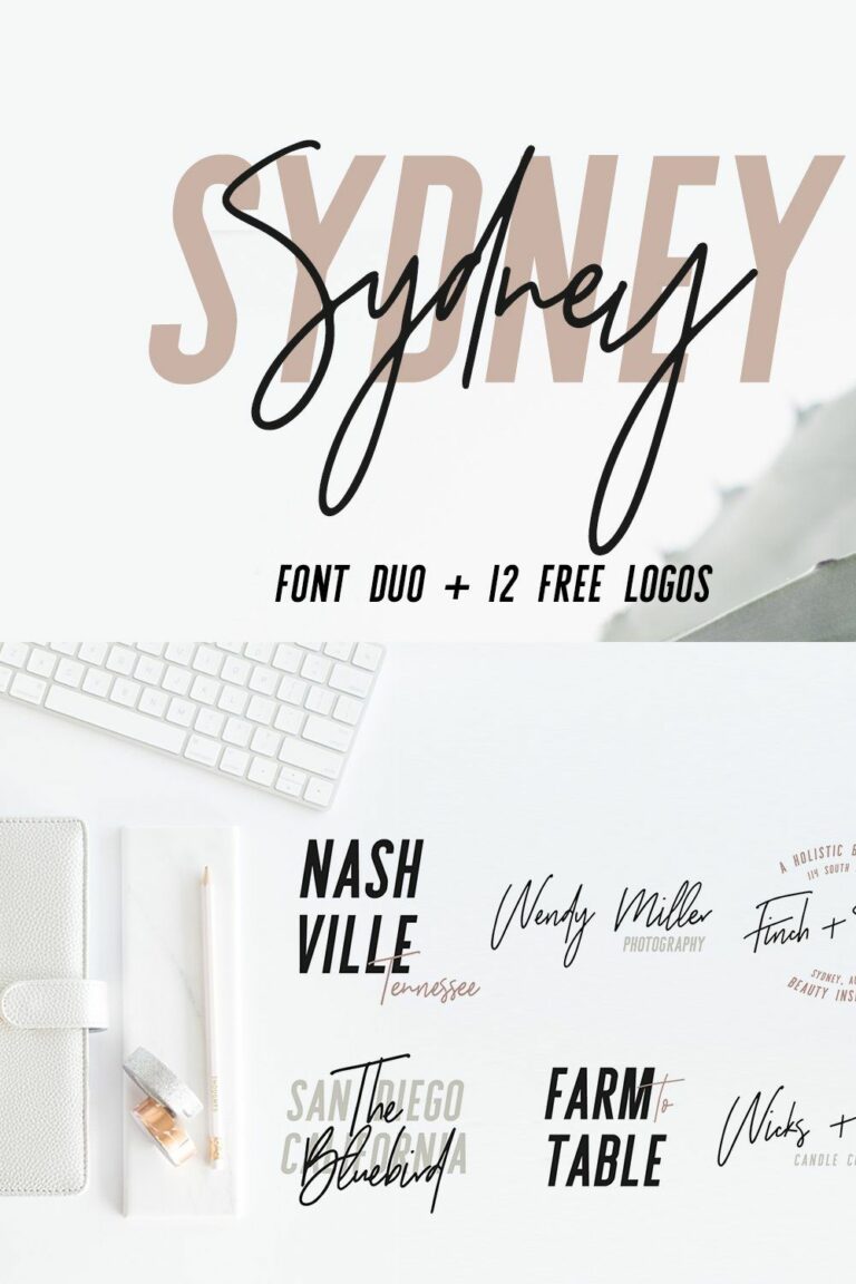 Sydney | Font Duo + 12 Free Logos – MasterBundles