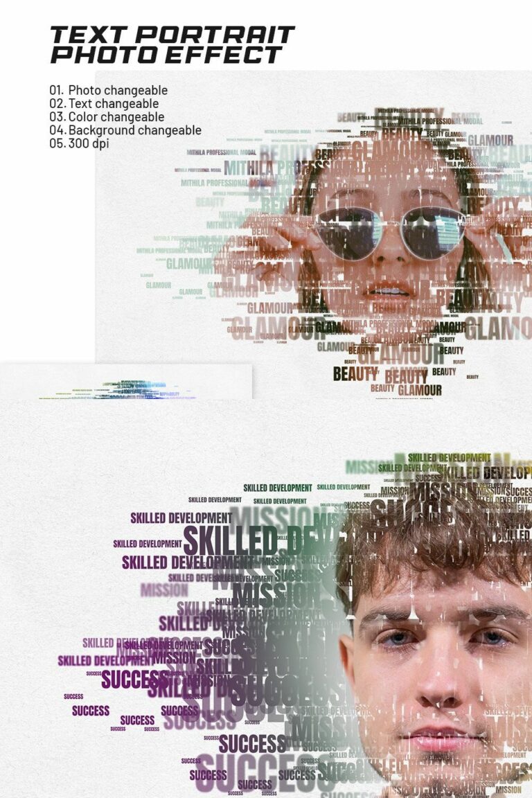 Text Portrait Photo Effect Editable – MasterBundles