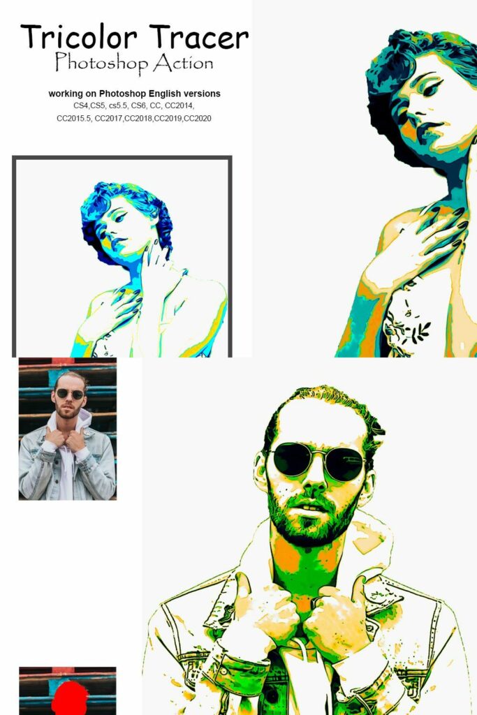 Tricolor Tracer Photoshop Action MasterBundles