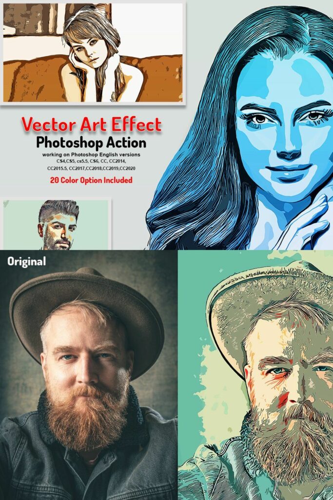 Vector Art Effect Photoshop Action – MasterBundles