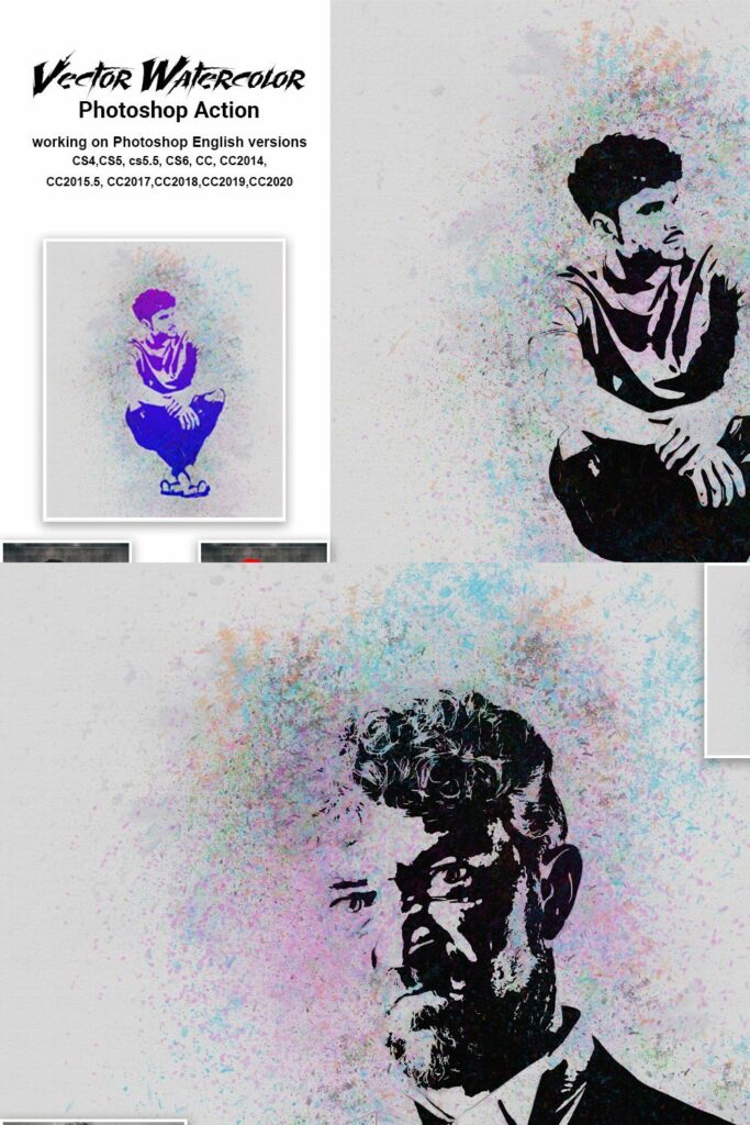 Vector Watercolor Photoshop Action – MasterBundles