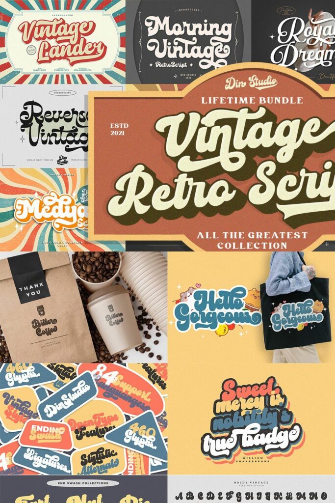 Vintage Retro Script Font Bundle – MasterBundles