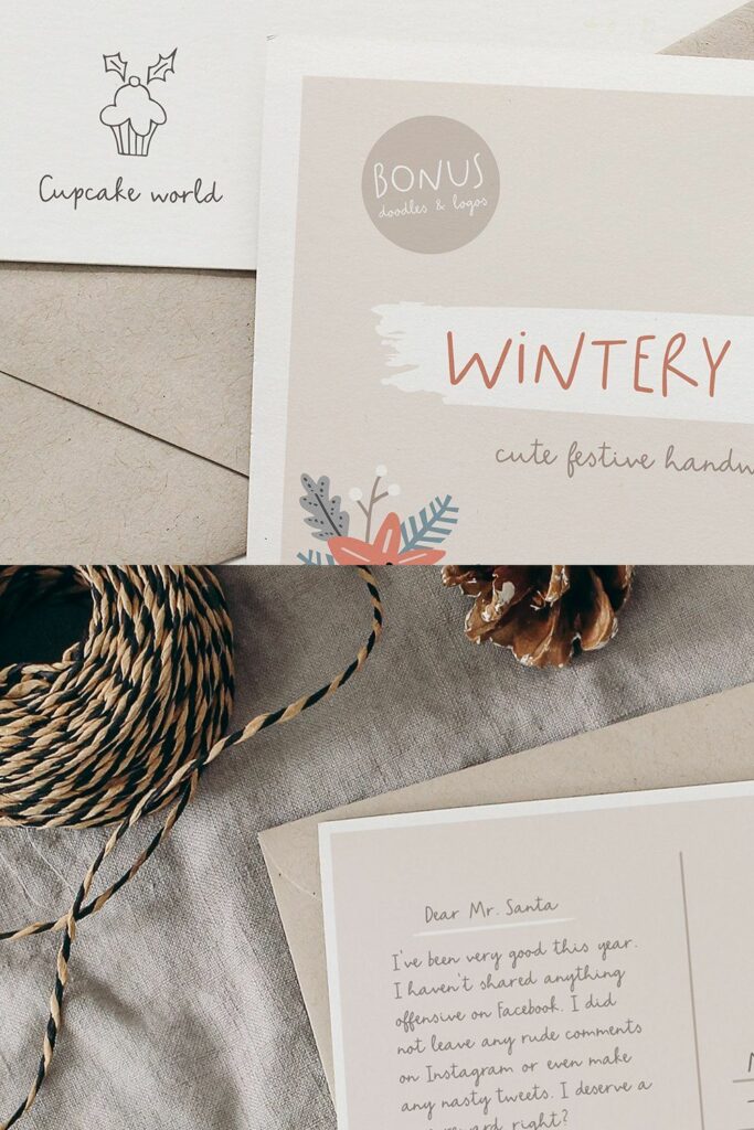 Wintery Holidays font duo, logos – MasterBundles