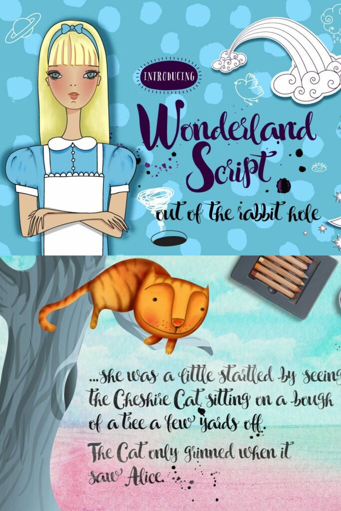 Wonderland Script + Vector Set – MasterBundles