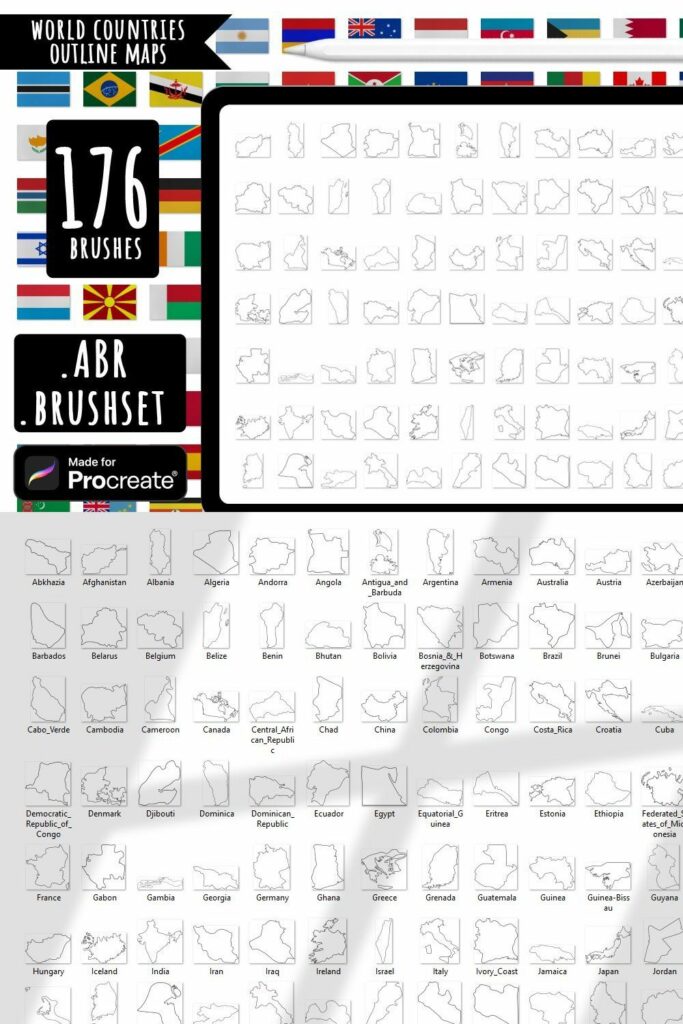 World Countries Outline MAP Stamps – MasterBundles
