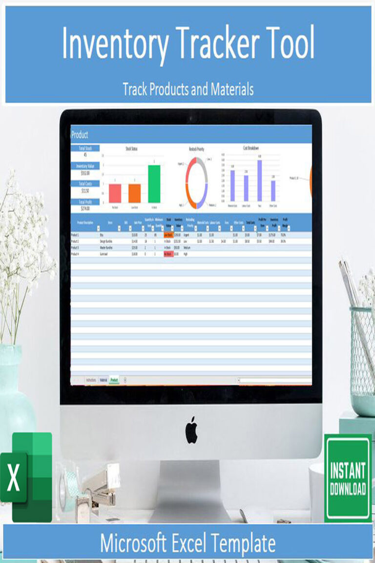 Inventory Tracker, Inventory Management Spreadsheet, Microsoft Excel ...