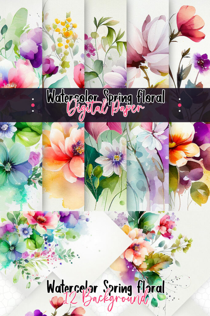 Watercolor Spring Floral Digital Paper - MasterBundles