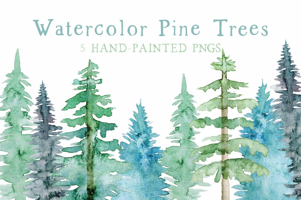 Watercolor Pine Trees – MasterBundles