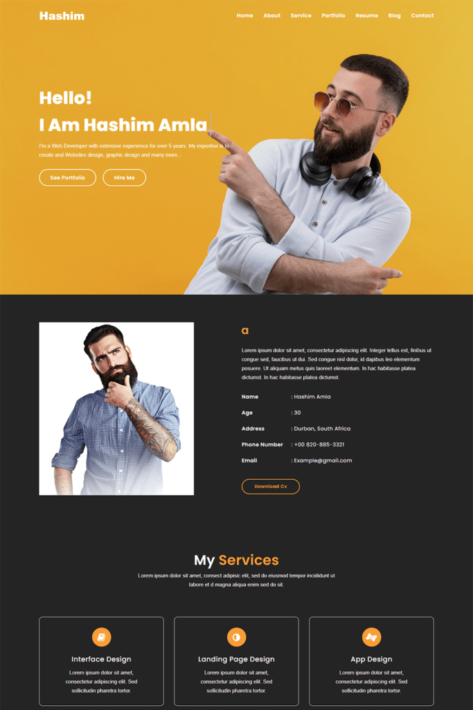 Portfolio Resume HTML Template - MasterBundles