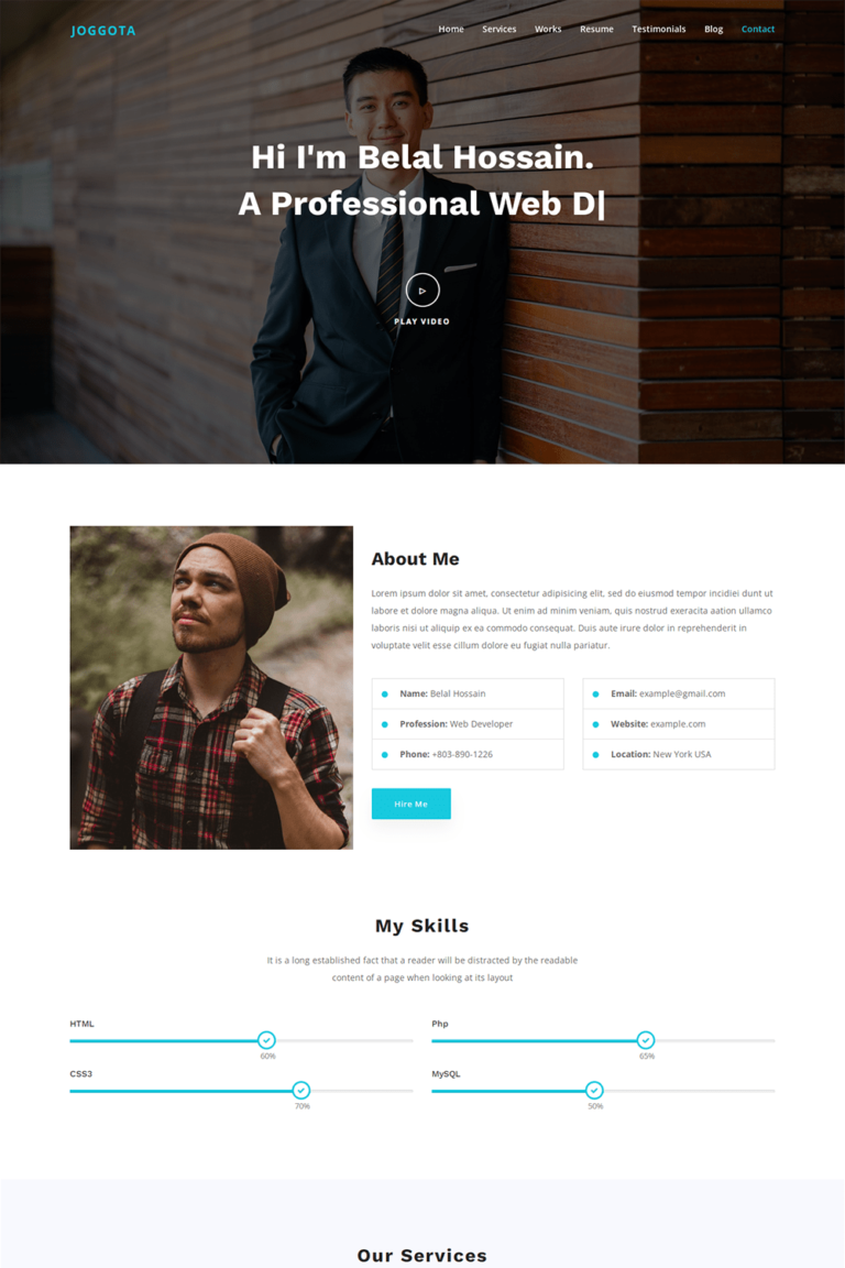 Joggota Personal Portfolio Website Template - MasterBundles