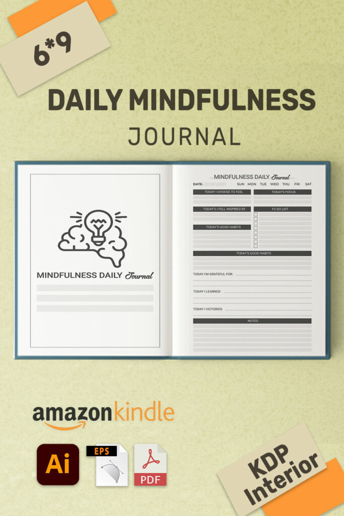 Daily Mindfulness Log Book Journal Amazon KDP Interior - MasterBundles