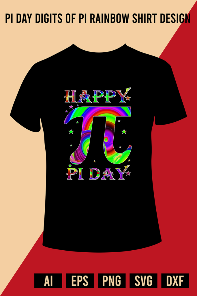Pi Day Digits of Pi Rainbow Shirt Design - MasterBundles