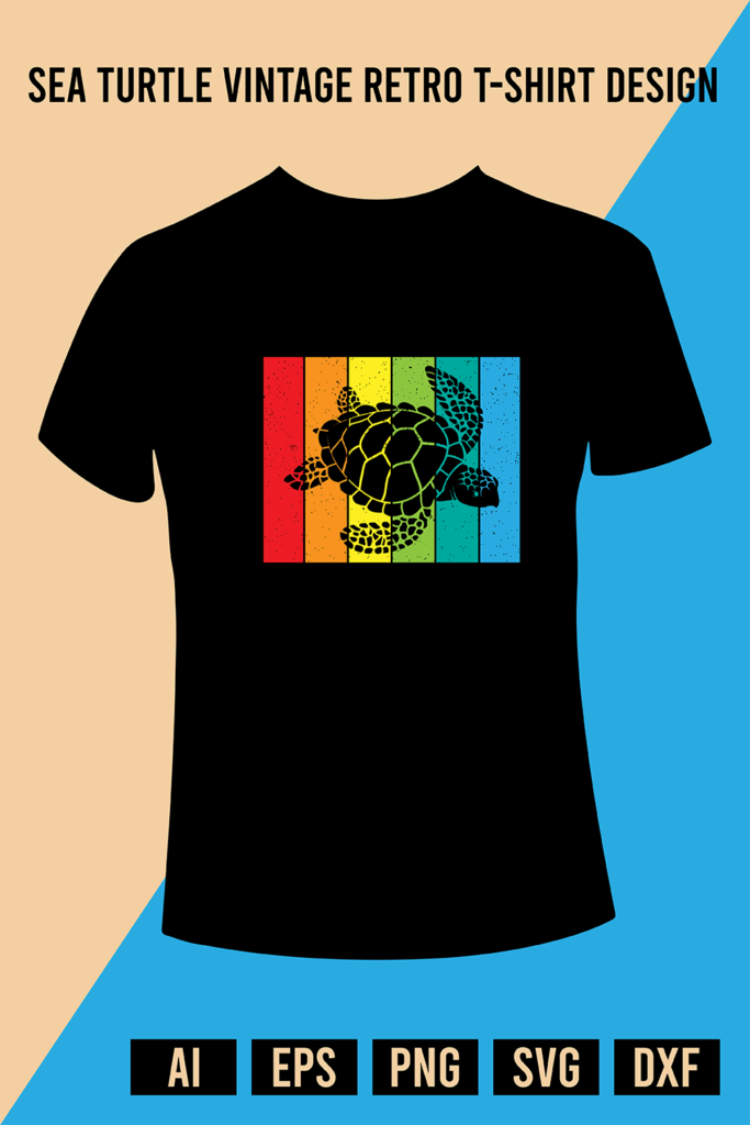 Sea Turtle Vintage Retro T-Shirt Design - MasterBundles