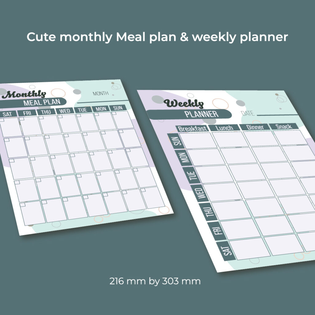 Cute Meal Planner / Monthly & Weekly planner. - MasterBundles