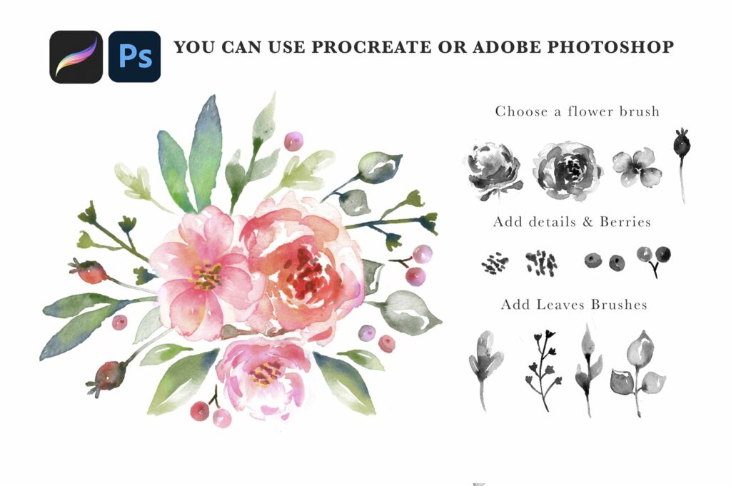 Watercolor Flowers Creator Procreate – MasterBundles