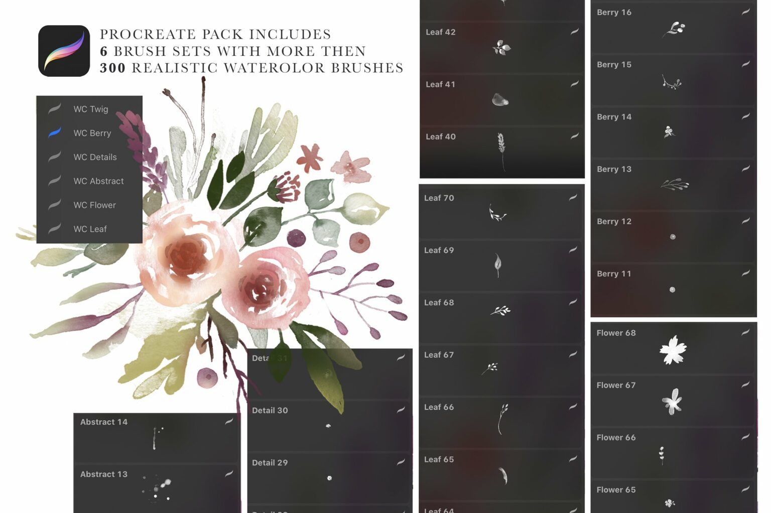 Watercolor Flowers Creator Procreate – MasterBundles