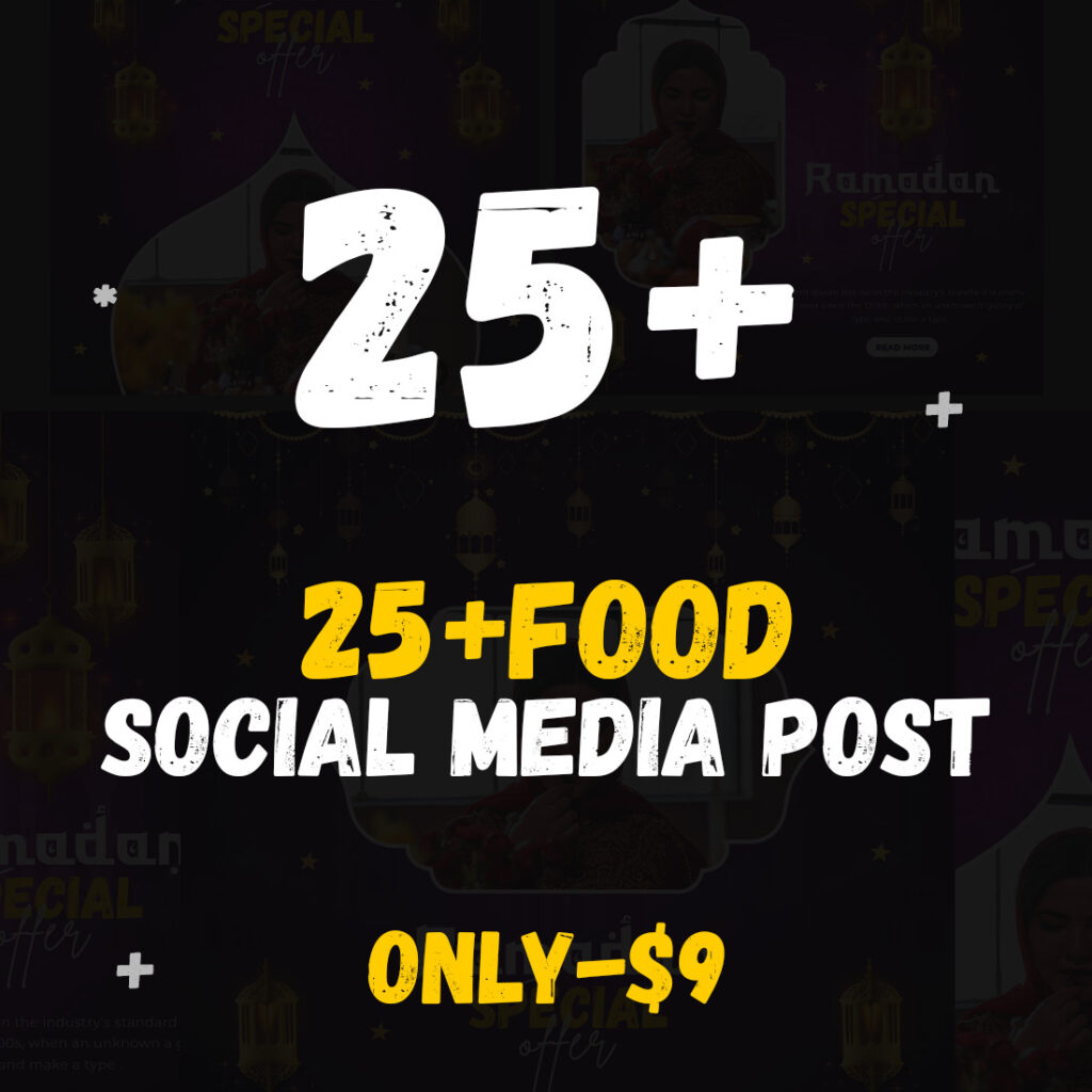 25+ Food and restaurant social media post-only $9