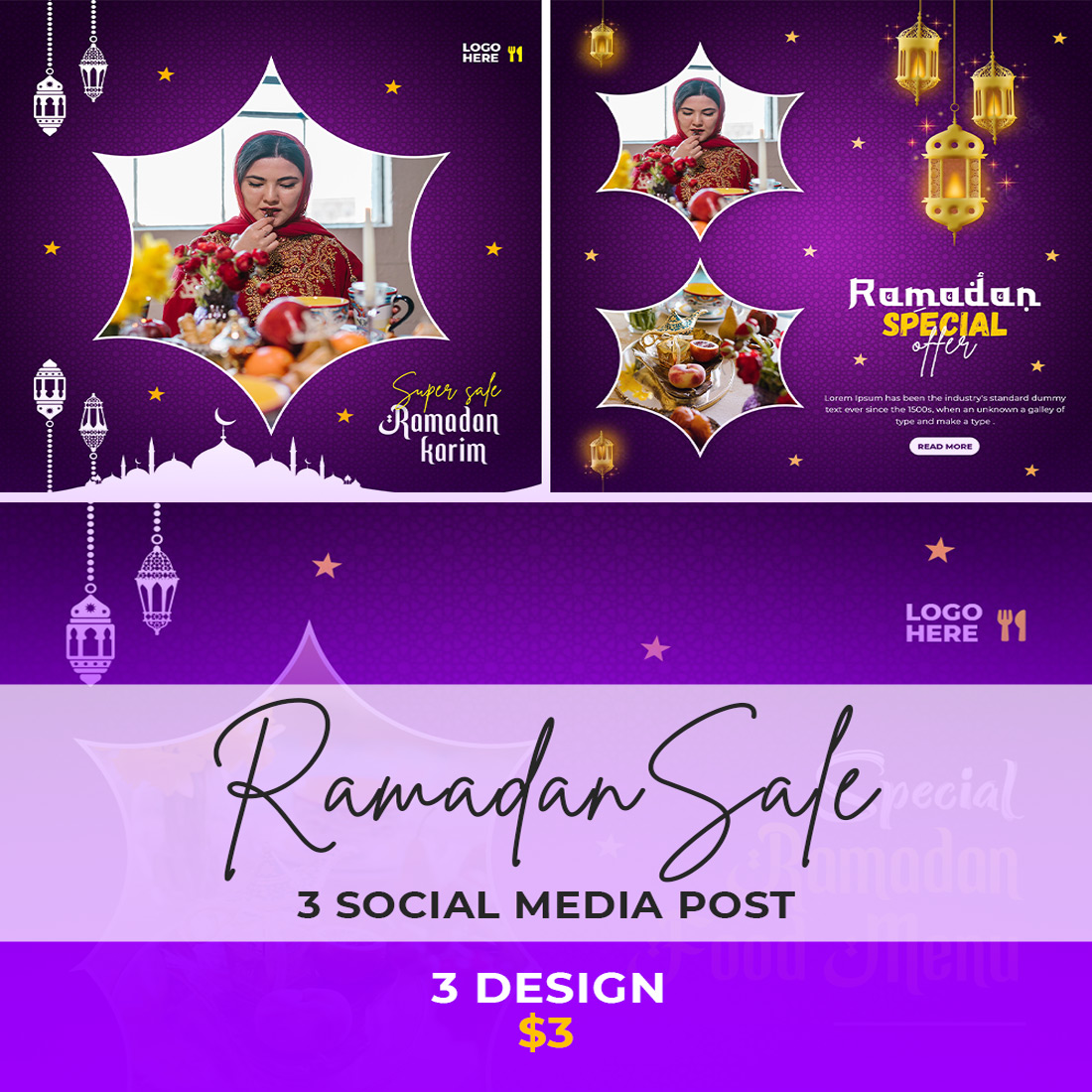 3 Beautiful Ramadan Kareem sale festival religious social media ...