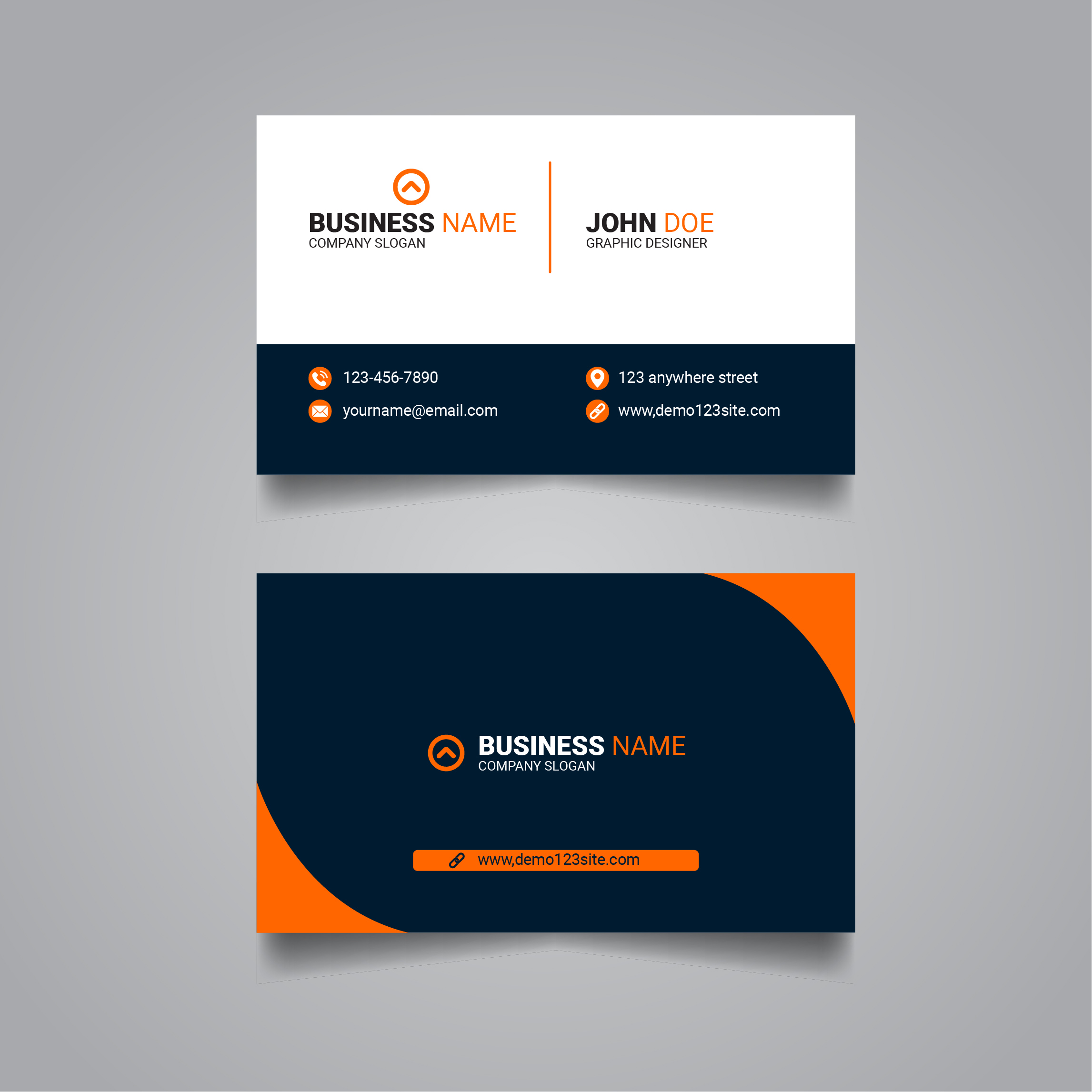 Abstract modern dark blue and orange color business card – MasterBundles