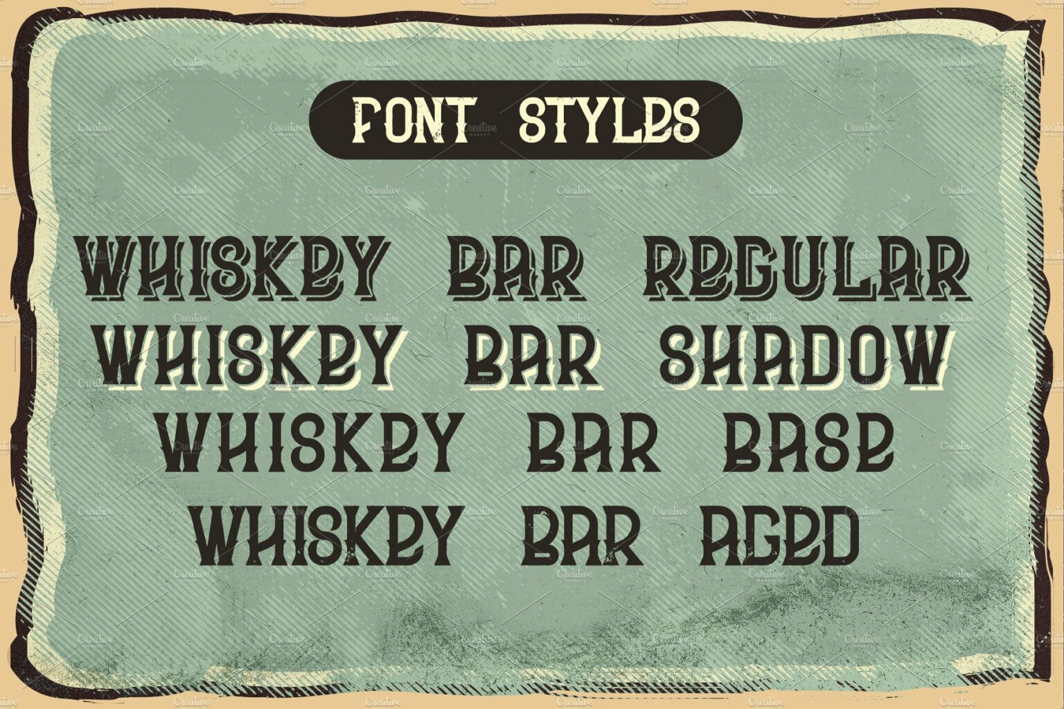 Whiskey bar font + 6 illustrations – MasterBundles