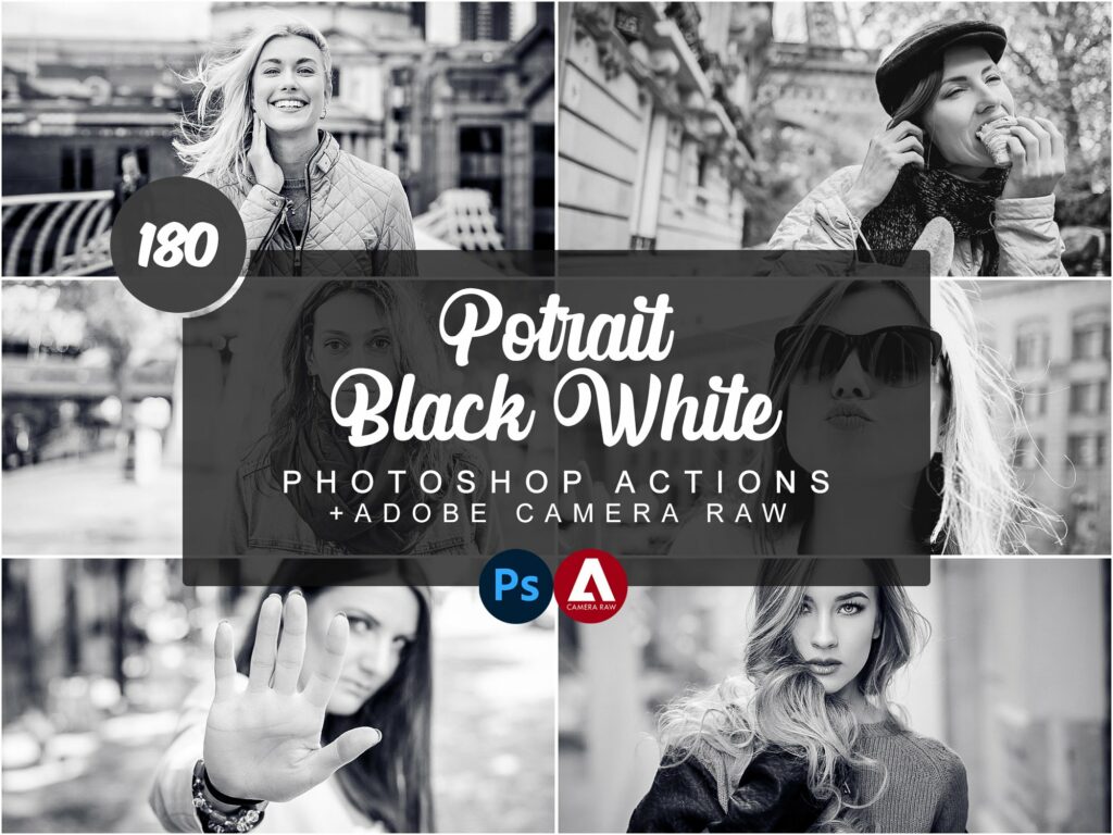 Potrait Black White Photoshop Action – MasterBundles