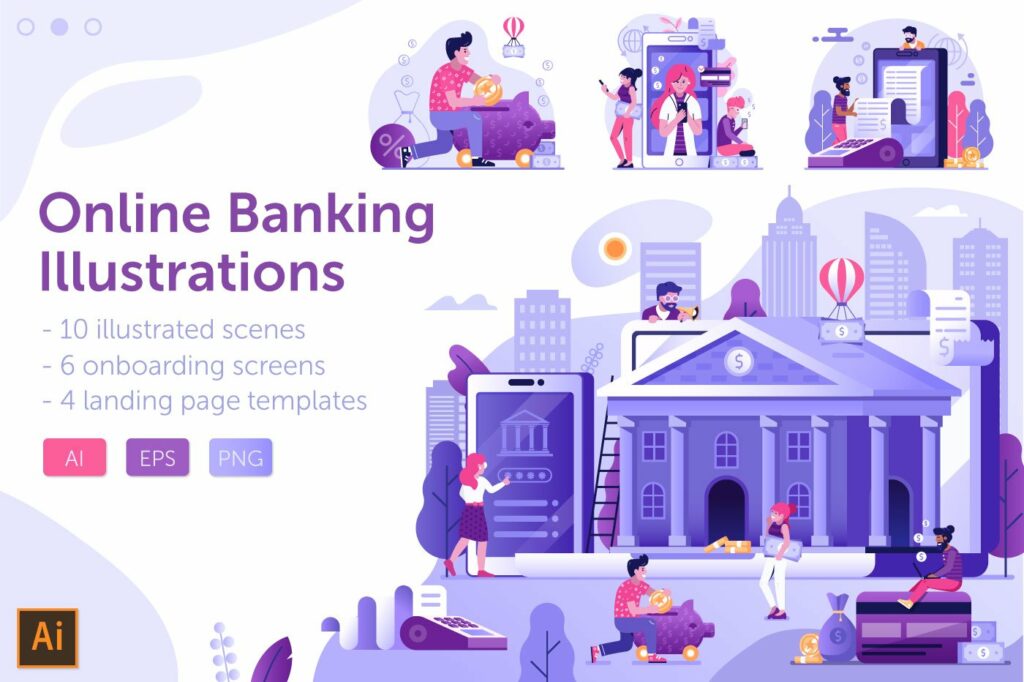 Online Banking Web Illustrations – MasterBundles