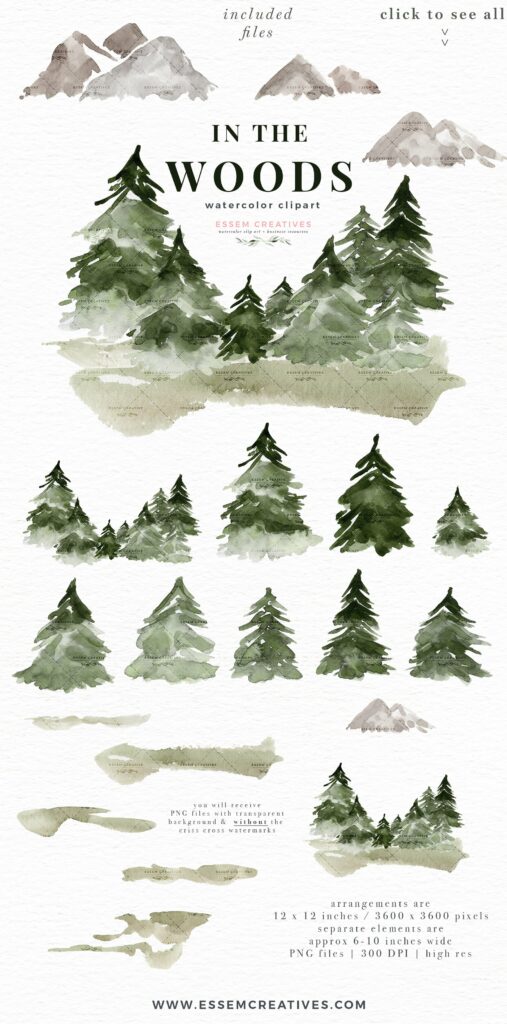 In The Woods Forest Watercolor Trees – MasterBundles