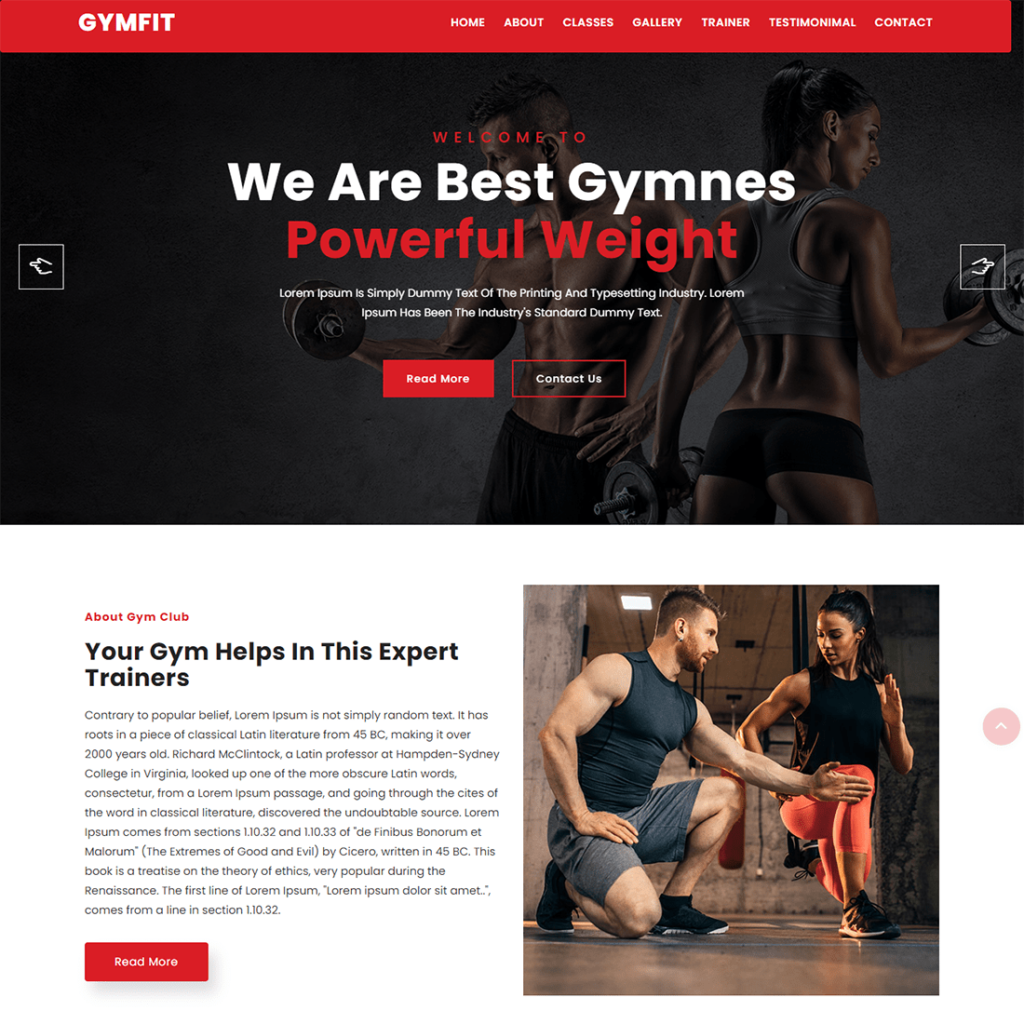 Gymfit Gym & Fitness Website Theme - MasterBundles