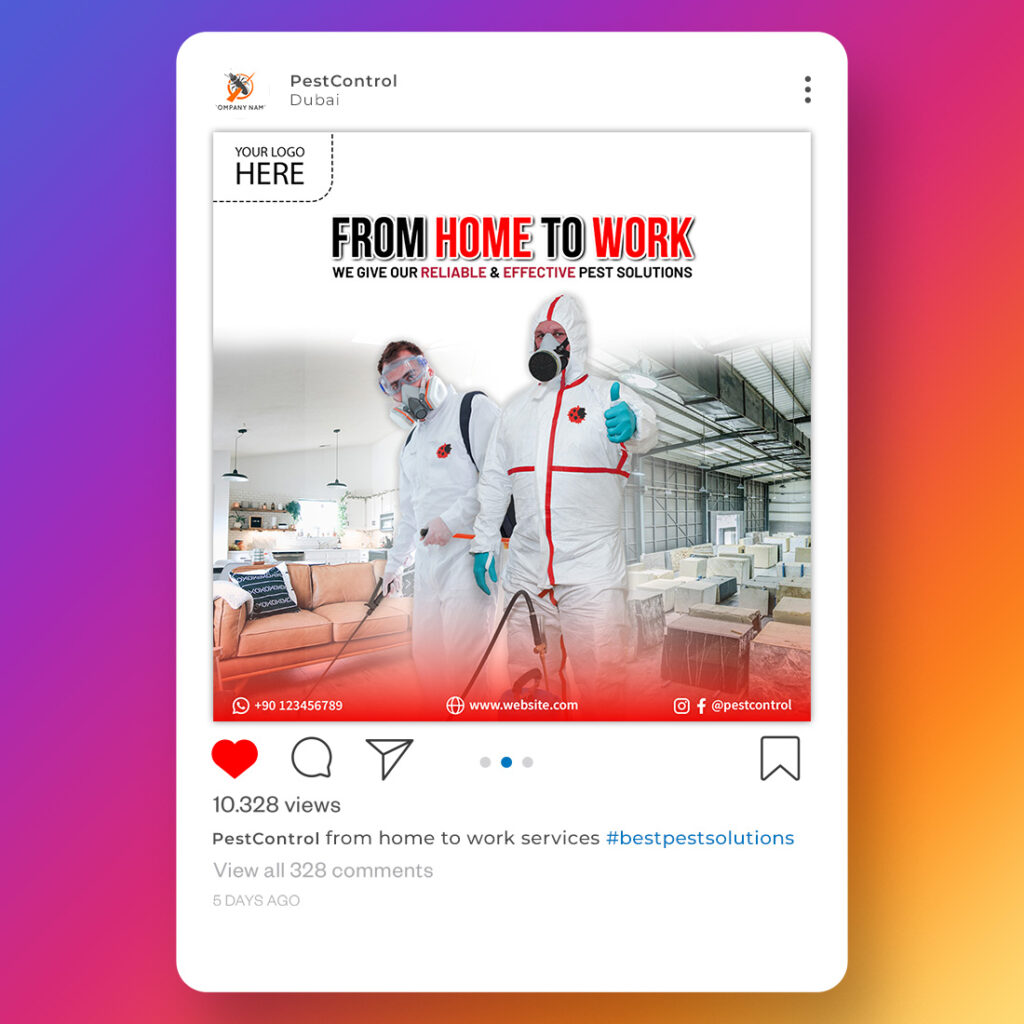 12 Clean, Minimal style Social Media Pest Control Banner Posts Bundle ...