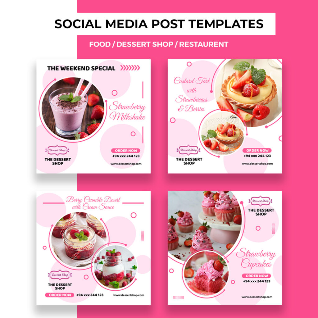 Food / Dessert Shop / Restaurant - Social Media Post Templates ...