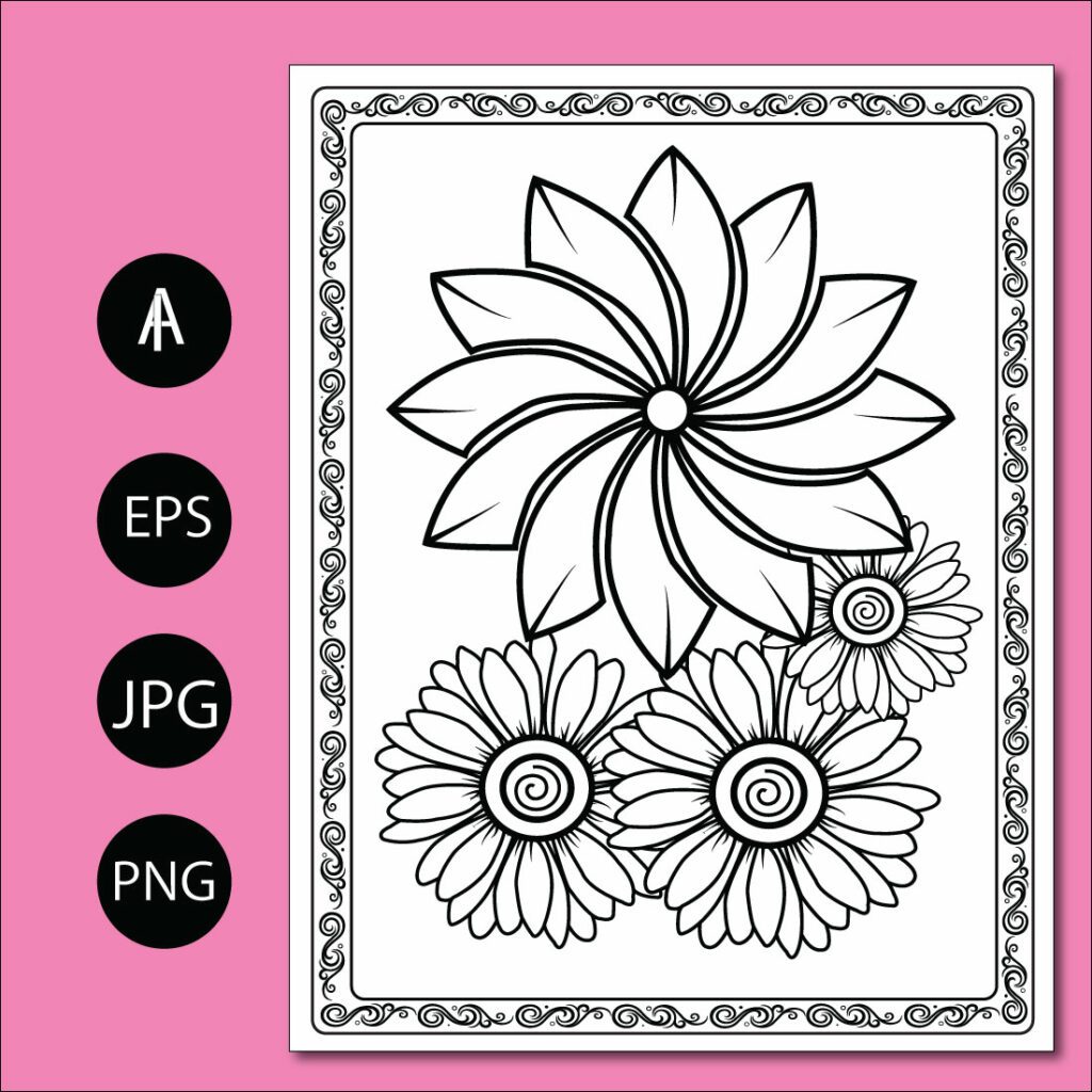 30 Flower Coloring Pages - MasterBundles