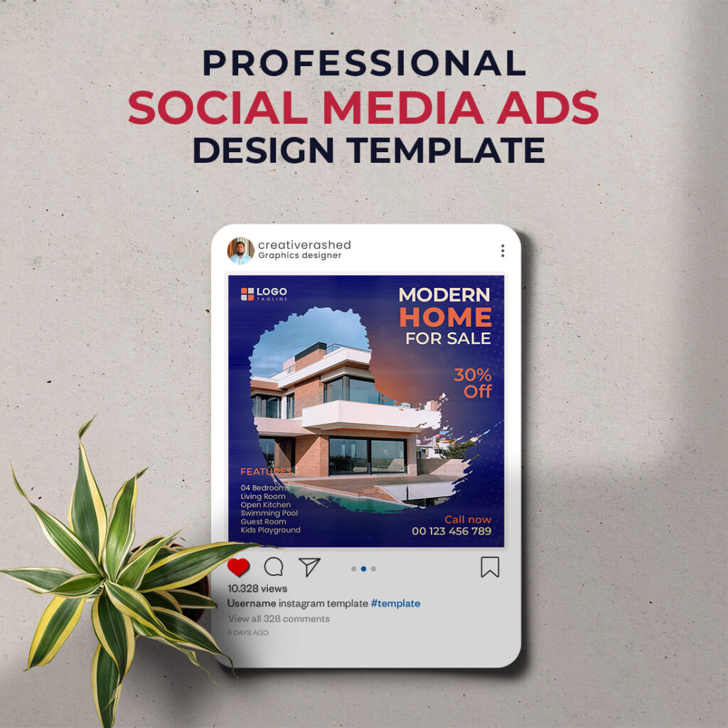 Professional & Creative Modern Home For Sale Social Media Ads Design ...