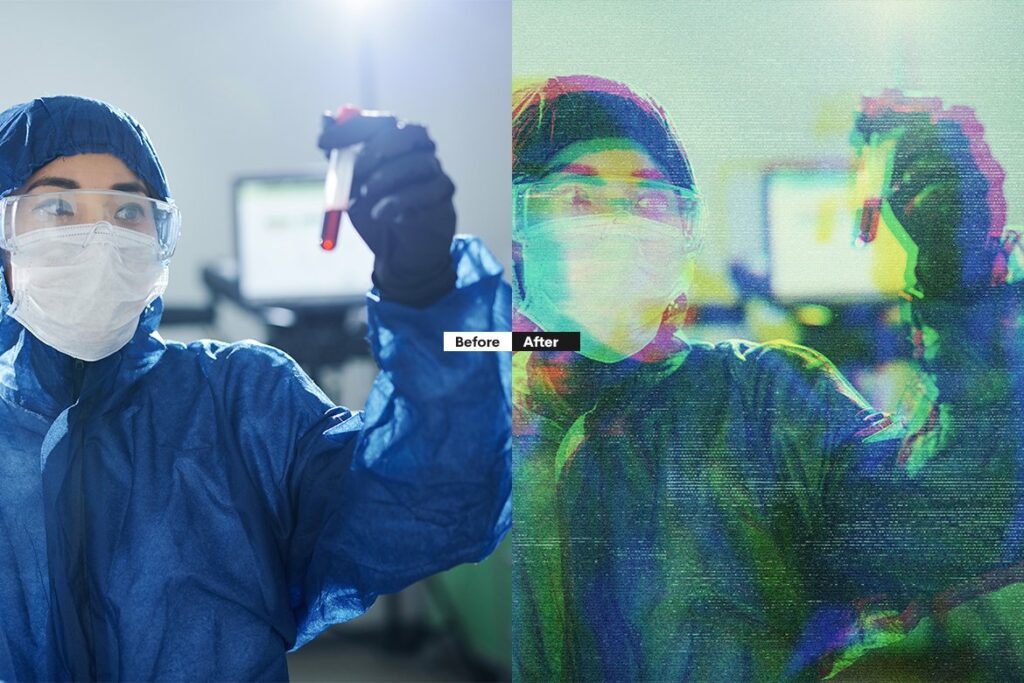 Toxic Motion Glitch Photoshop Action – MasterBundles