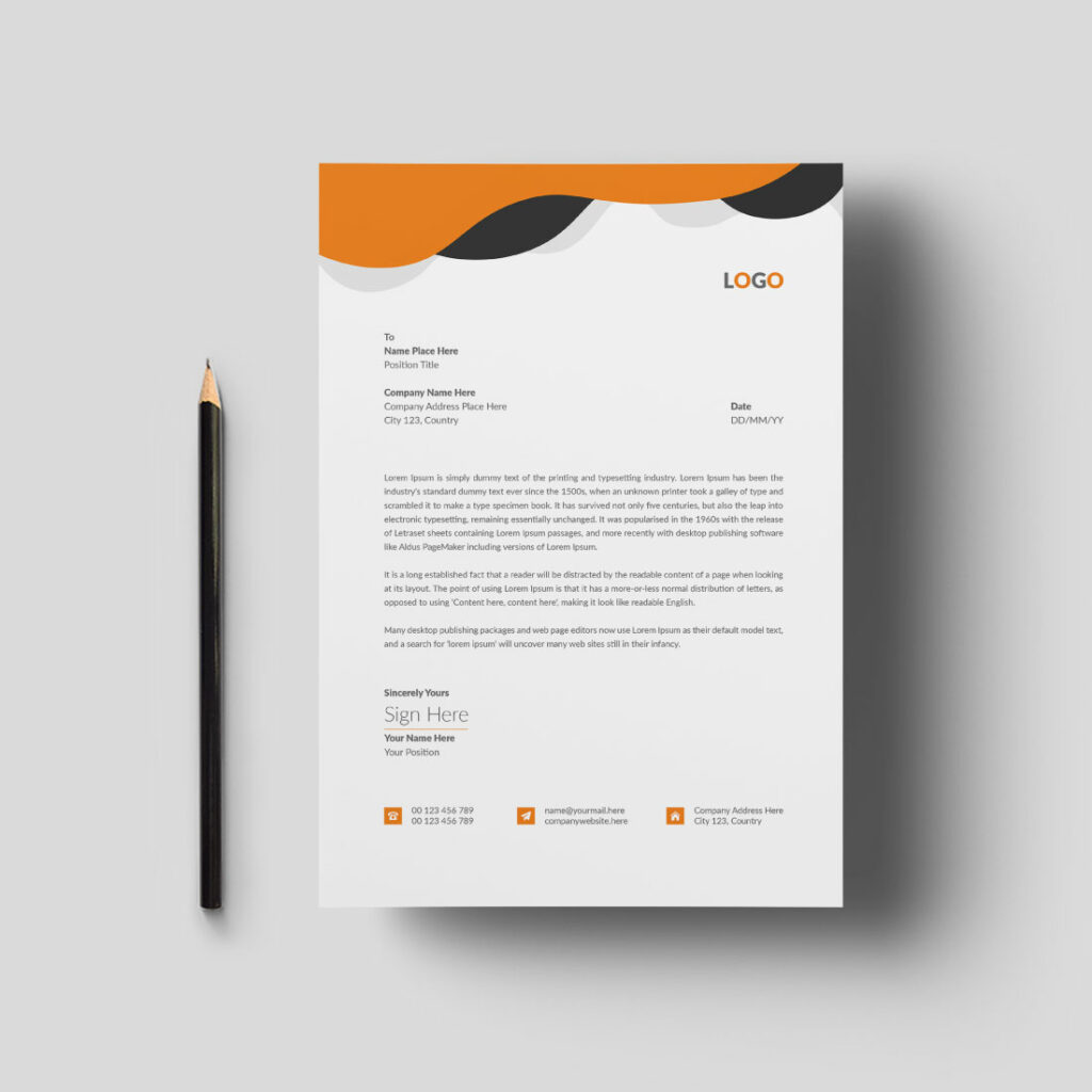 4 Colors Letterhead Template Design - MasterBundles