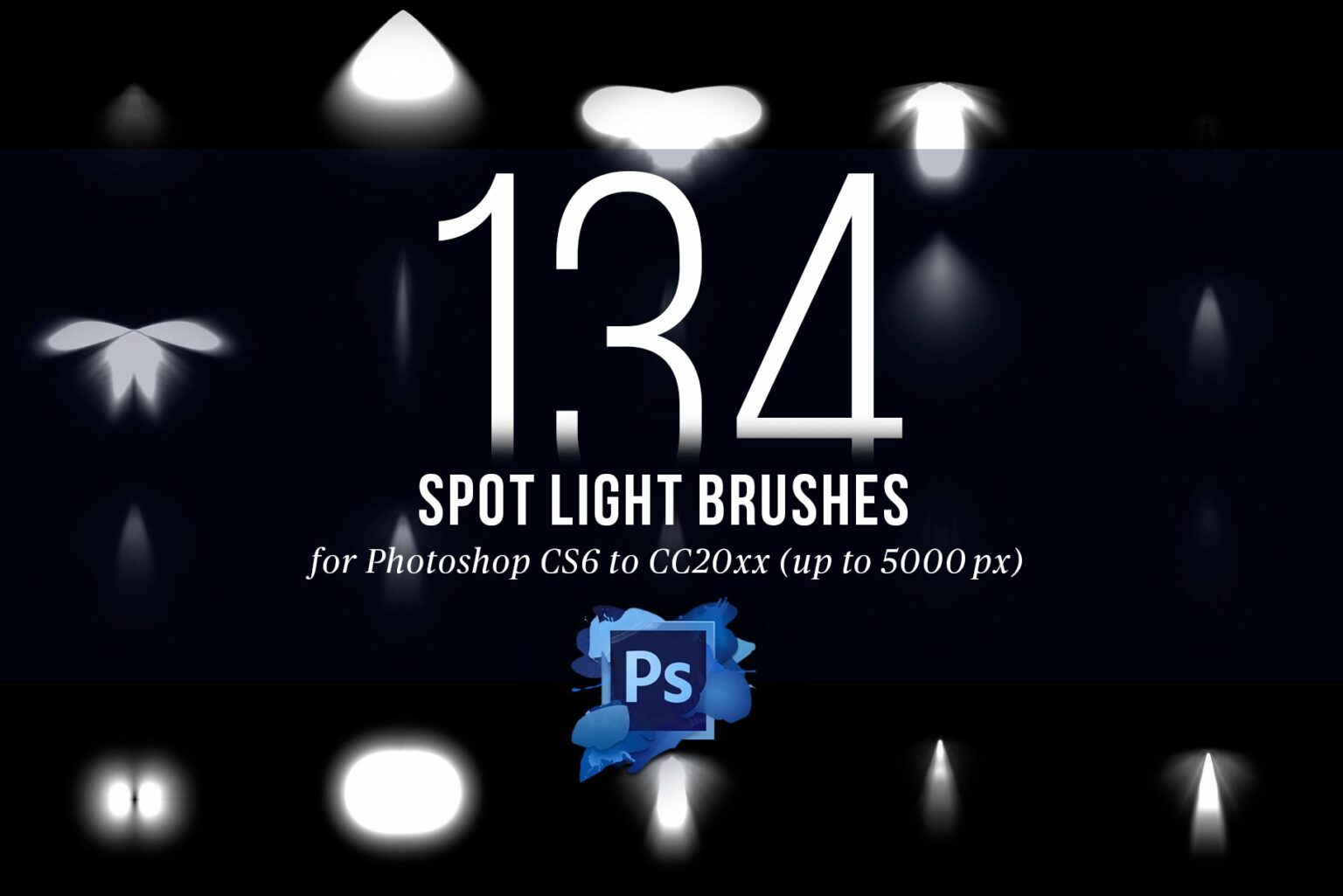 134 Spotlight Brushes for Photoshop – MasterBundles