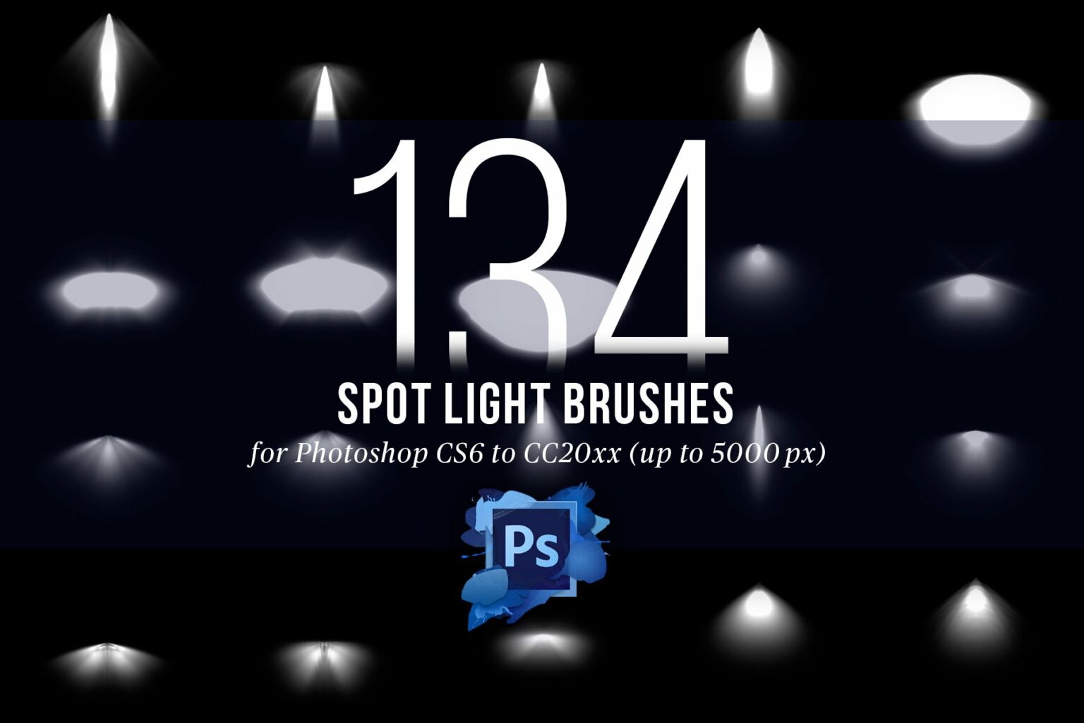 134 Spotlight Brushes for Photoshop – MasterBundles