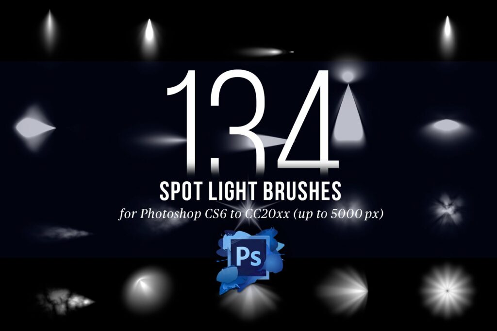 134 Spotlight Brushes for Photoshop – MasterBundles