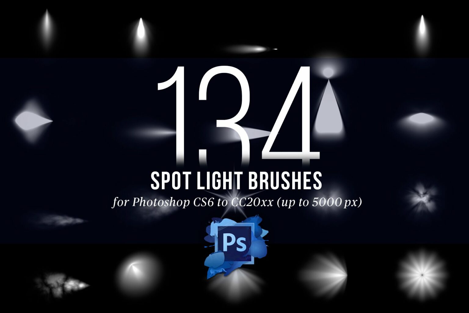 134 Spotlight Brushes for Photoshop – MasterBundles