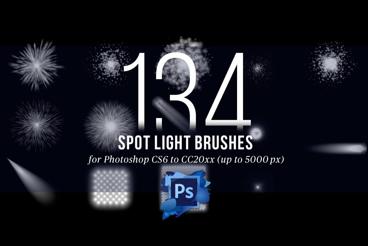 134 Spotlight Brushes for Photoshop – MasterBundles