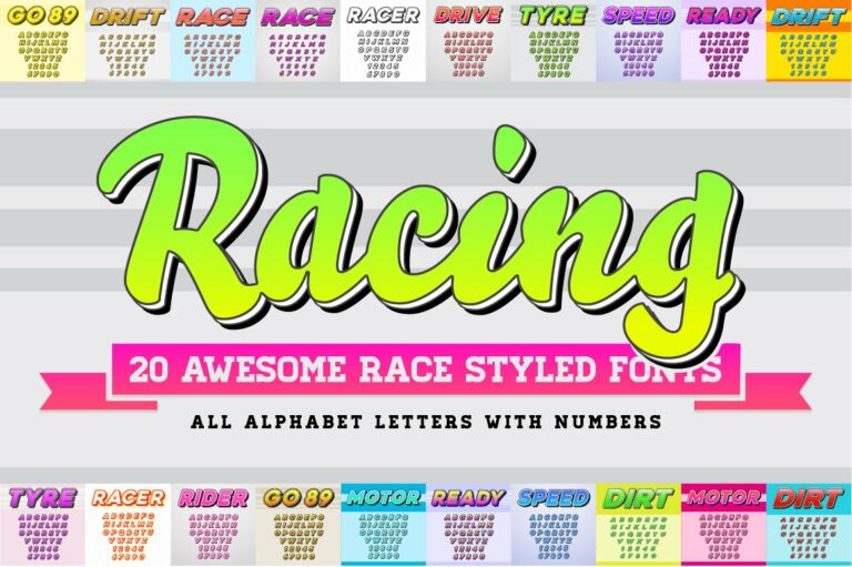 Awesome 20 Racing Fonts with Numbers – MasterBundles