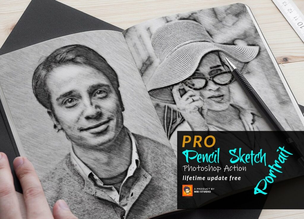Pencil Sketch Portrait PS Action – MasterBundles