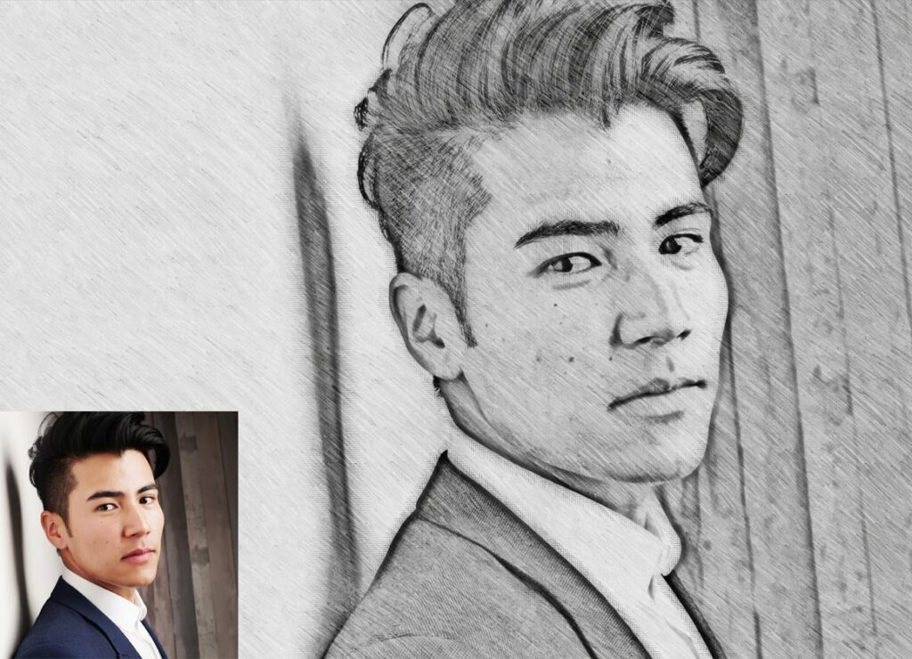 Pencil Sketch Portrait PS Action – MasterBundles